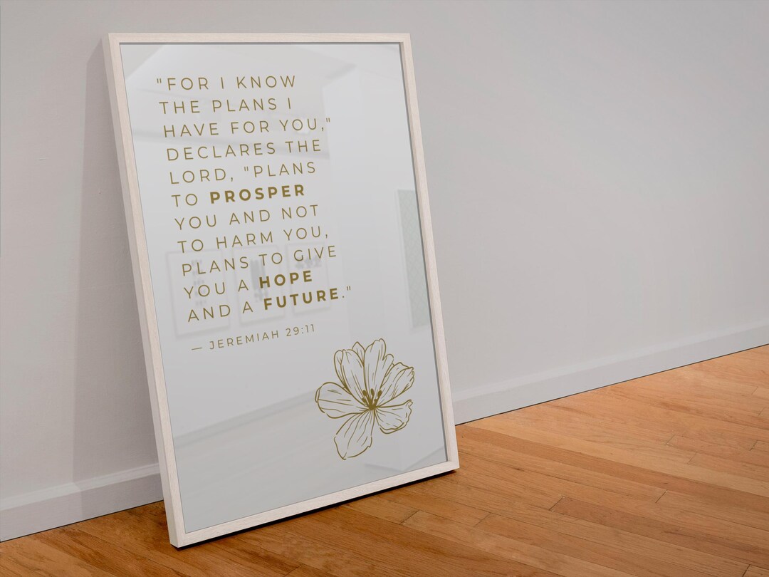 Jeremiah 29:11 Print, DIGITAL DOWNLOAD, Bible Verse Wall Art With ...