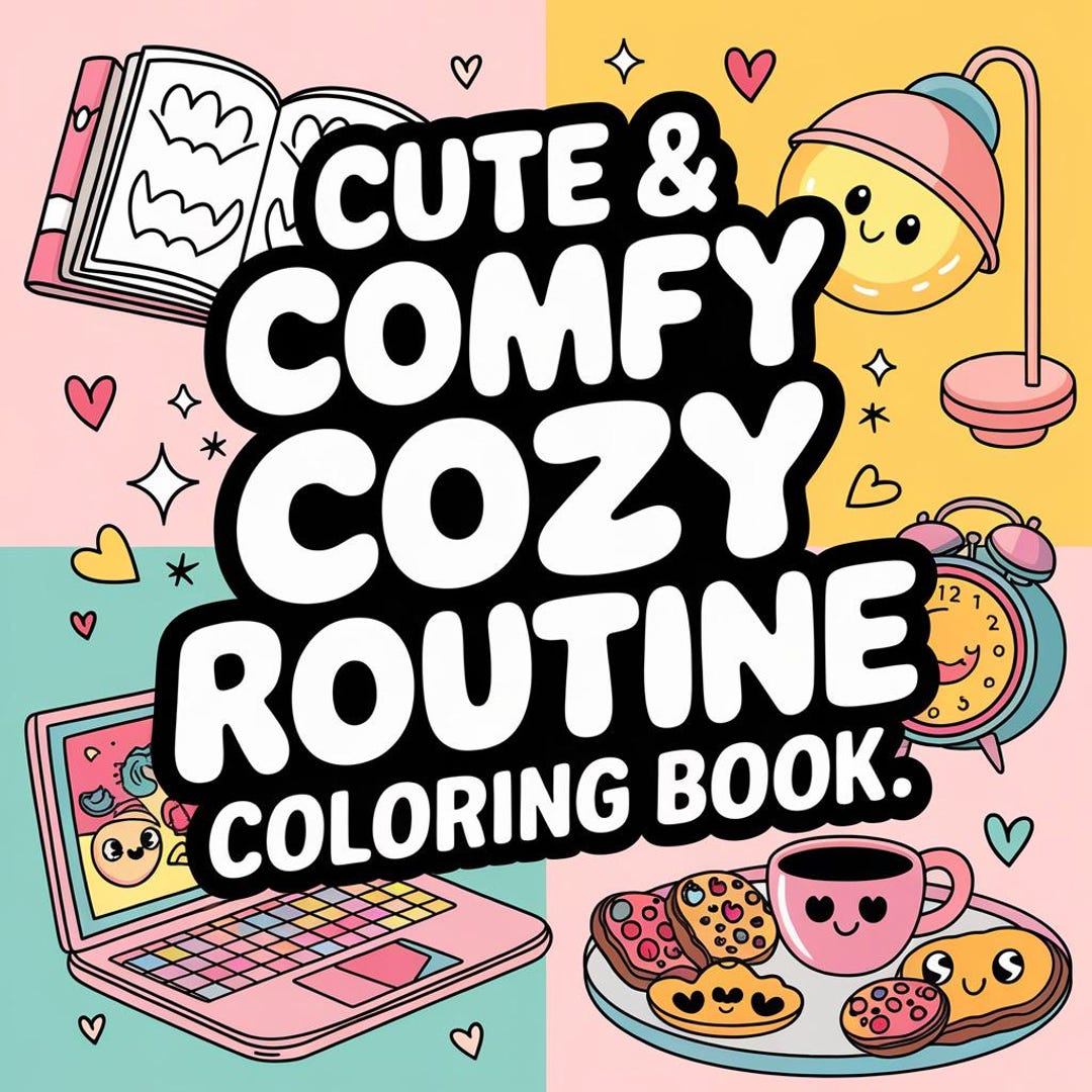 50 Cute Comfy Cozy Routine Coloring Pages for Kids - Instant Download ...