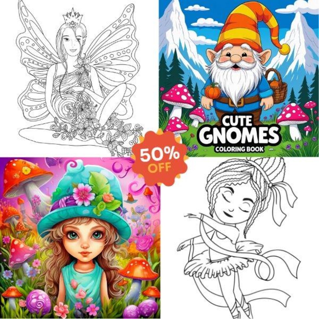 Gnomes & Mermaids Coloring Book for Kids – 480-page Mega Activity ...