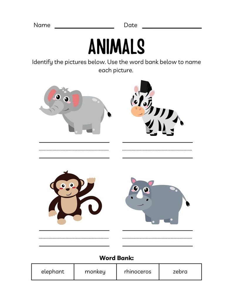 Printable Animal Activity Workbook for Kids - Etsy