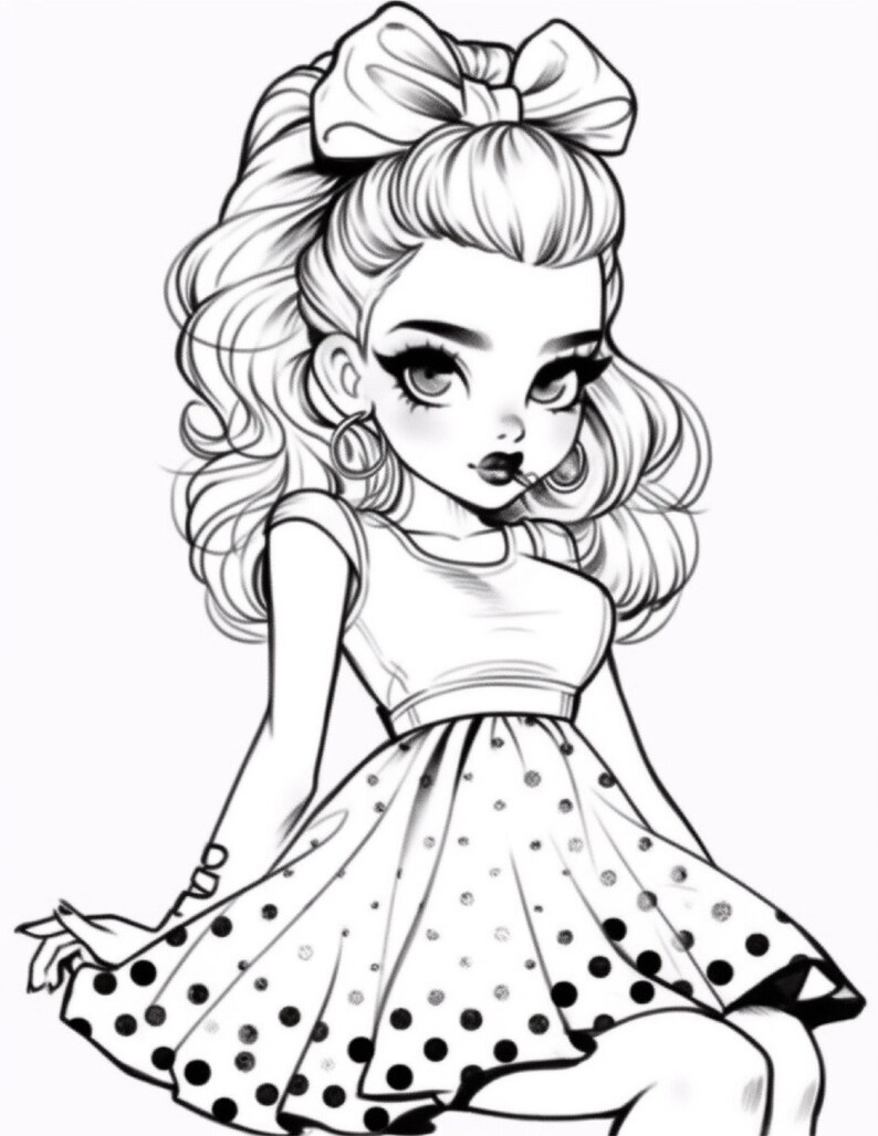 200 Vintage Pin up Girls Coloring Pages: Grayscale Art for Adults ...
