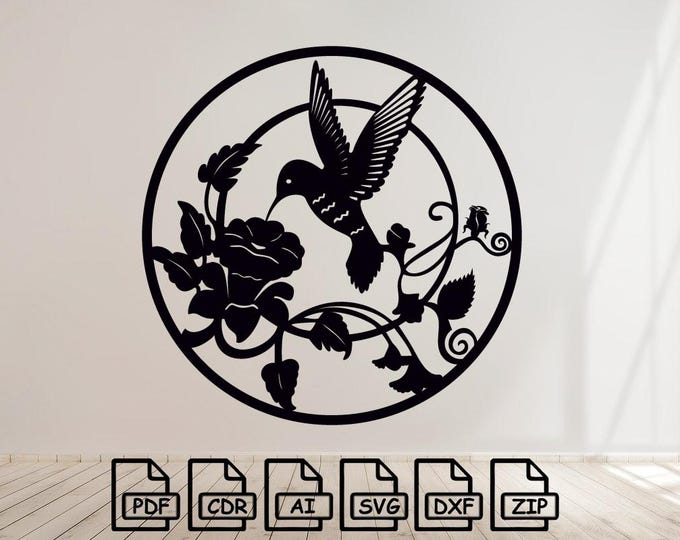 Elegant Hummingbird Svg Eps Dxf Cnc Plasmas Laser Cricut Silhouette ...