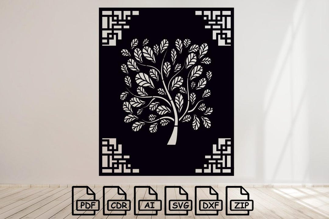 Decorative Panel Door Wall Screen Tree Pattern Wall Sticker Pdf ...