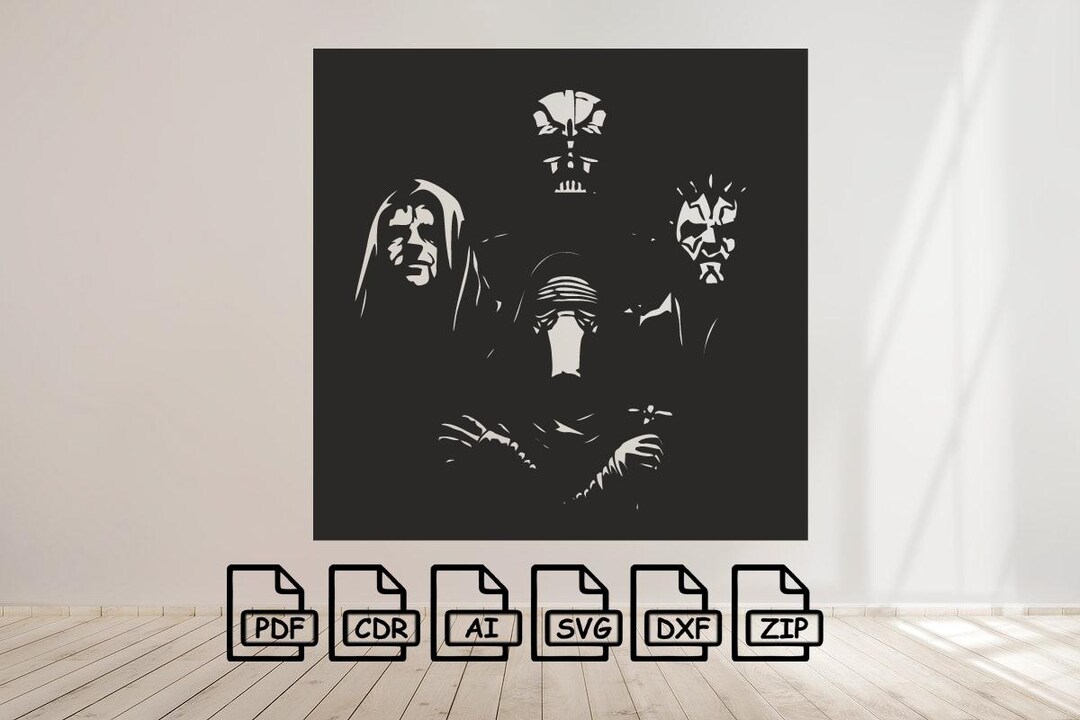 Star Wars Cut Svg Dxf File Wall Sticker Pdf Silhouette Template Cnc ...