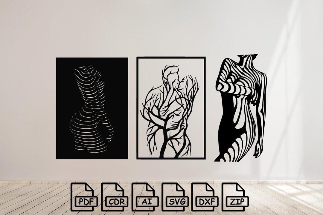 Woman Body, Kissing Couple, Sexy Cut Svg Dxf File Wall Sticker Pdf ...
