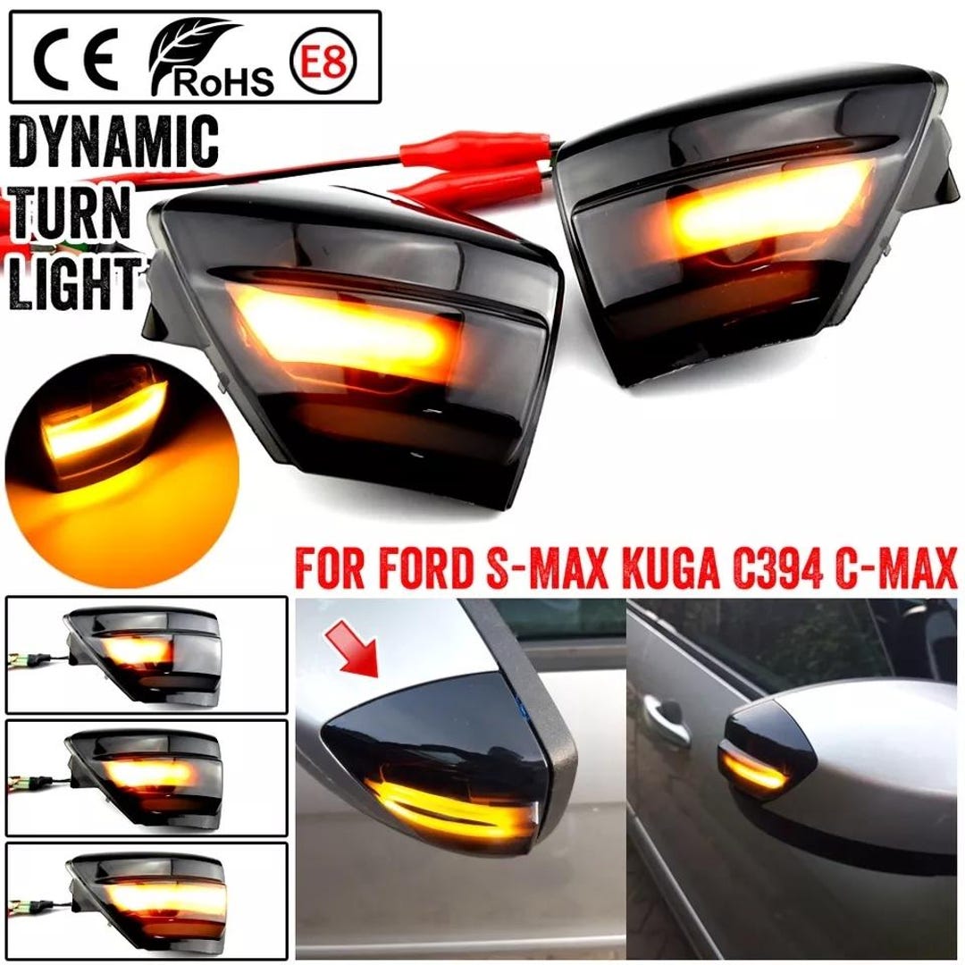 Dynamic Smoked Black Indicator Set Flowing Light for Ford Kuga Cmax ...