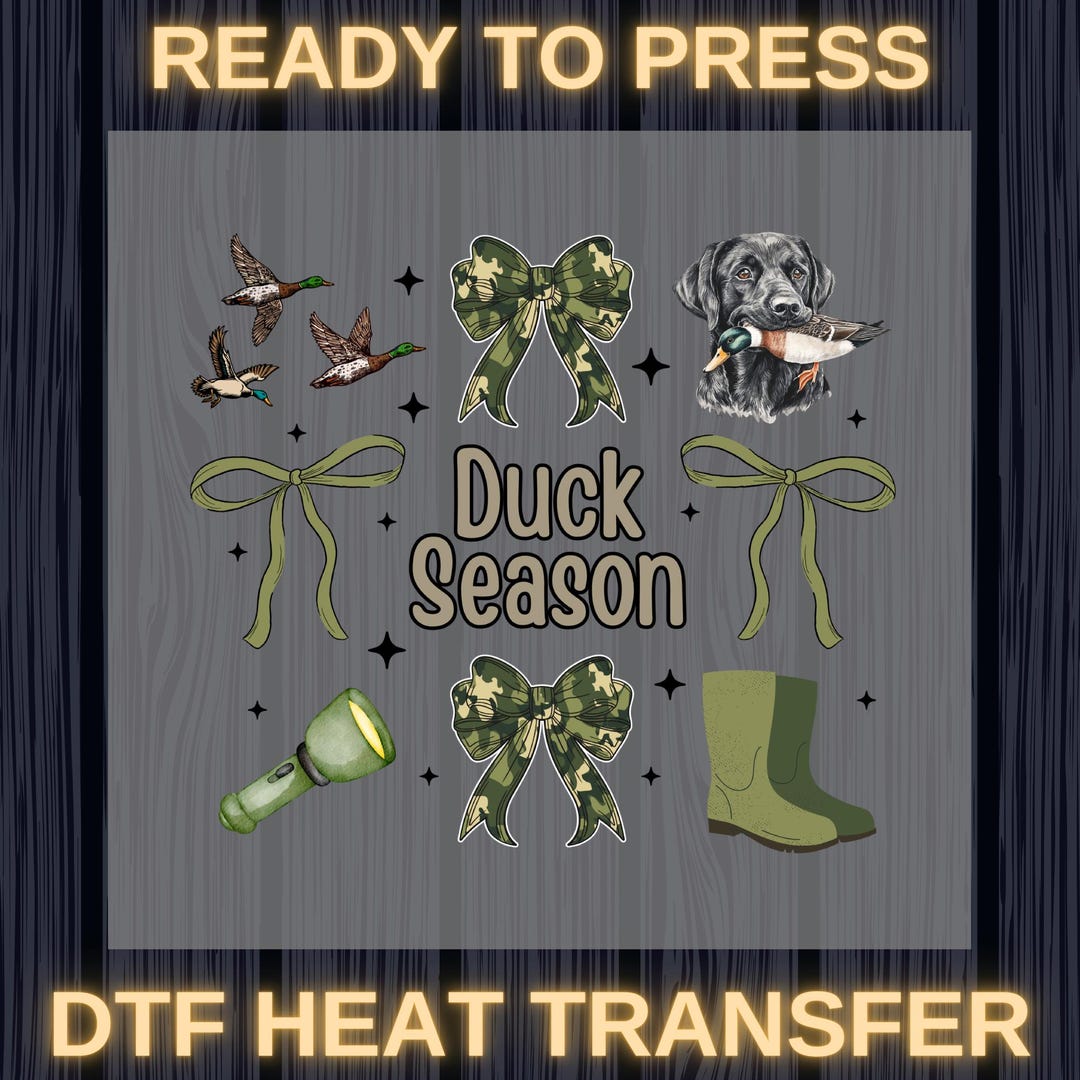 Camo Duck Hunting Season Bow Ready to Press, Camo Coquette Bow DTF ...