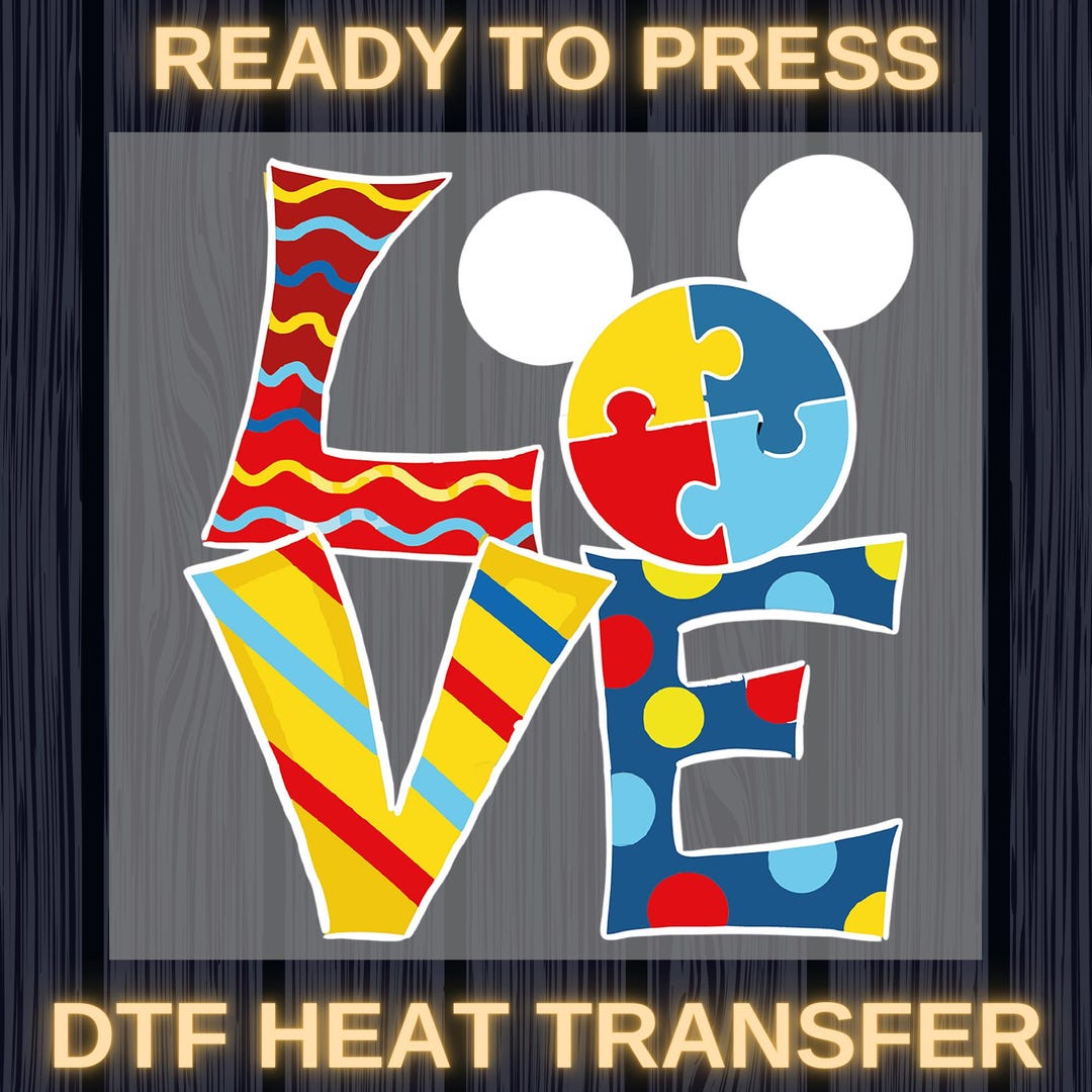 Disney Autism Awareness Love DTF Transfer, Mickey Autism Prints, Disney ...