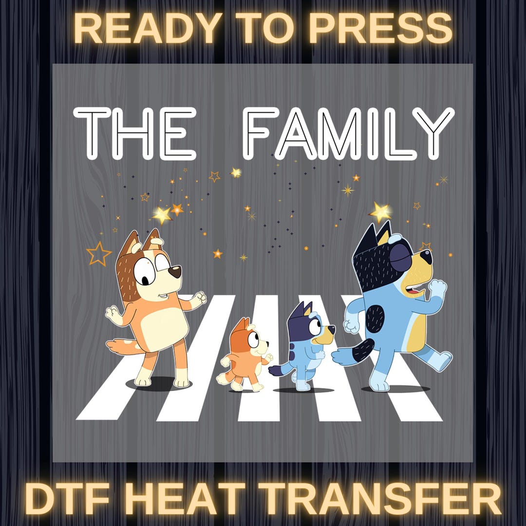 Bluey the Family Blue Dog Lover DTF Transfer, Bingo Friend Matching ...