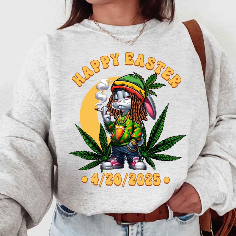 Happy 420 Easter Day Bunny Smoking Weed Marijuana Funny 420 Digital PNG ...