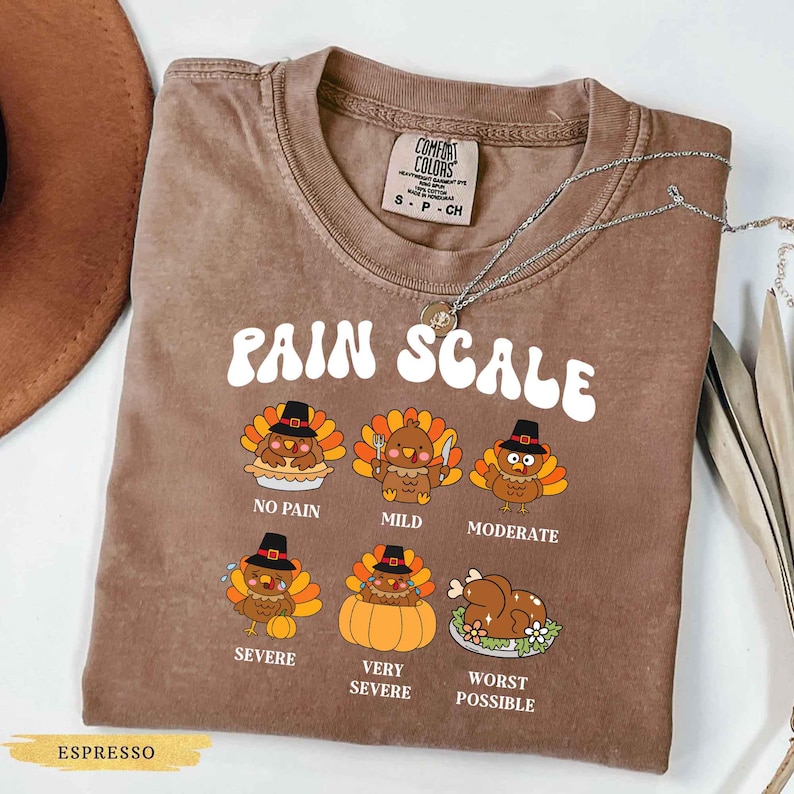 Thanksgiving Nurse Shirt, Funny Turkey Pain Scale Tee, Fall Healthcare ...