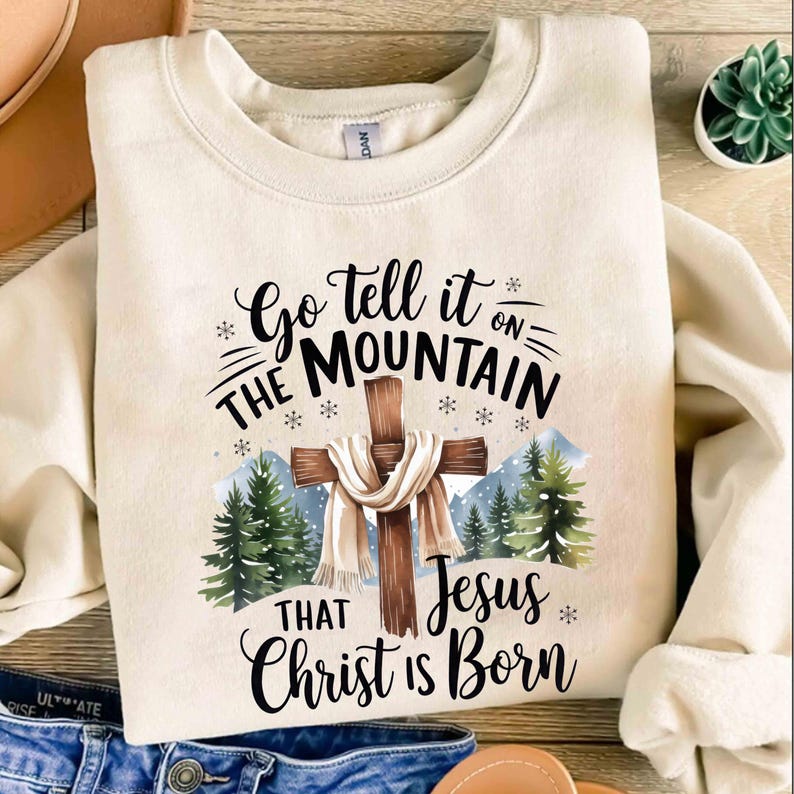 Jesus Christmas PNG, Go Tell It on the Mountain PNG, Christian ...