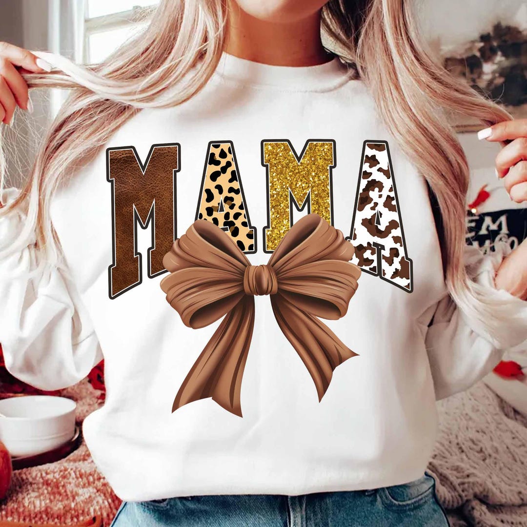 Western Cowgirl Mama Png, Leather Suede Bow Png, Howdy Mom Brown ...