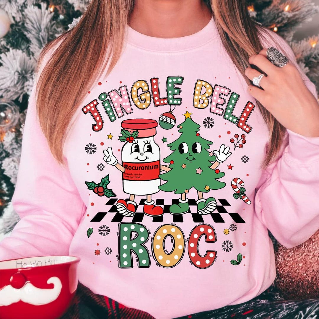 Christmas Nurse Png, Jingle Bell Roc Funny Retro Roc Xmas Holiday CRNA ...