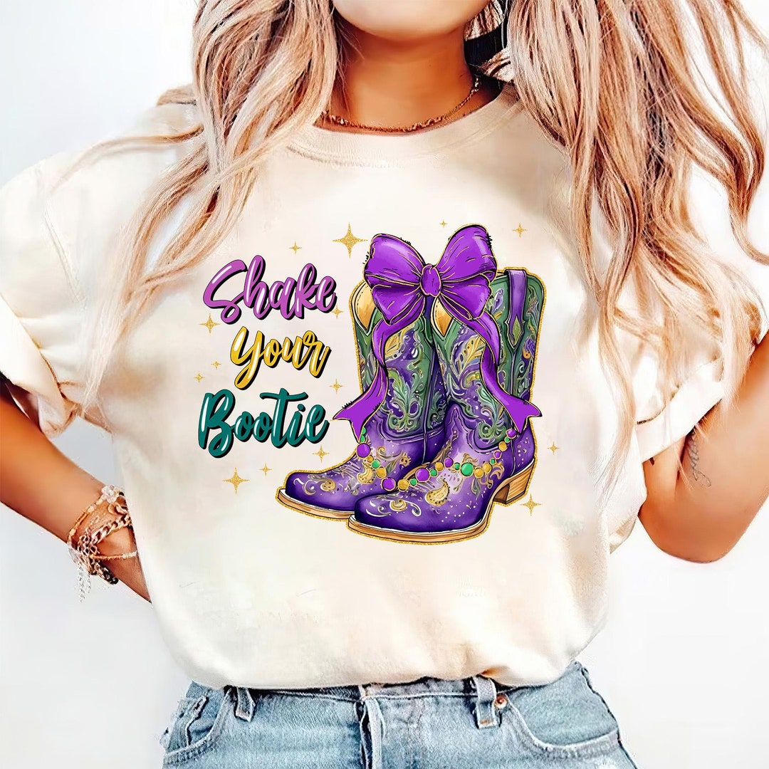 Shake Your Bootie PNG, Mardi Gras Cowboy Boot, Brushstroke Boots Png ...