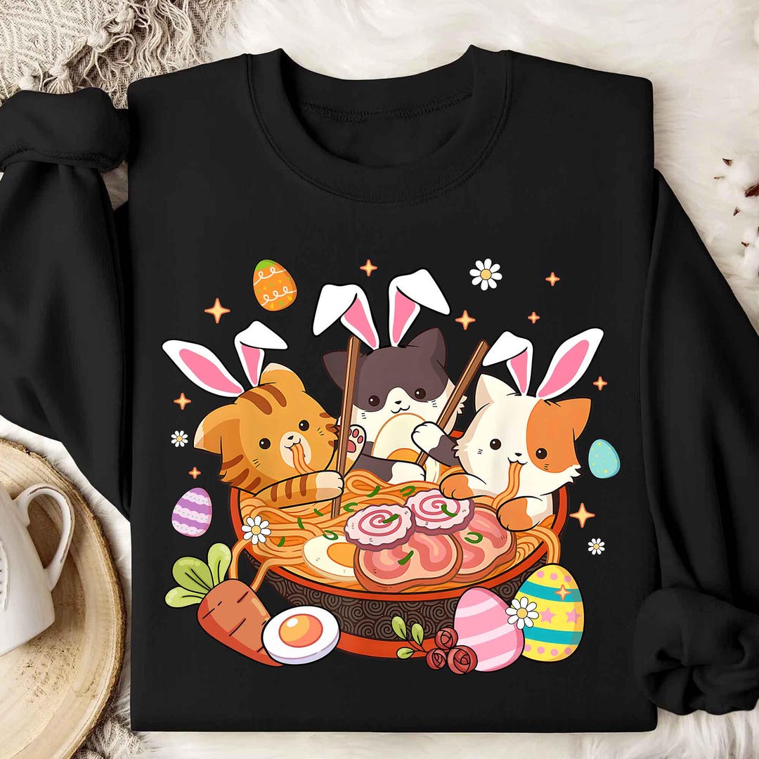 Easter Ramen Cats Png, Anime Cat Lover Png, Japanese Noodle Easter Cats ...