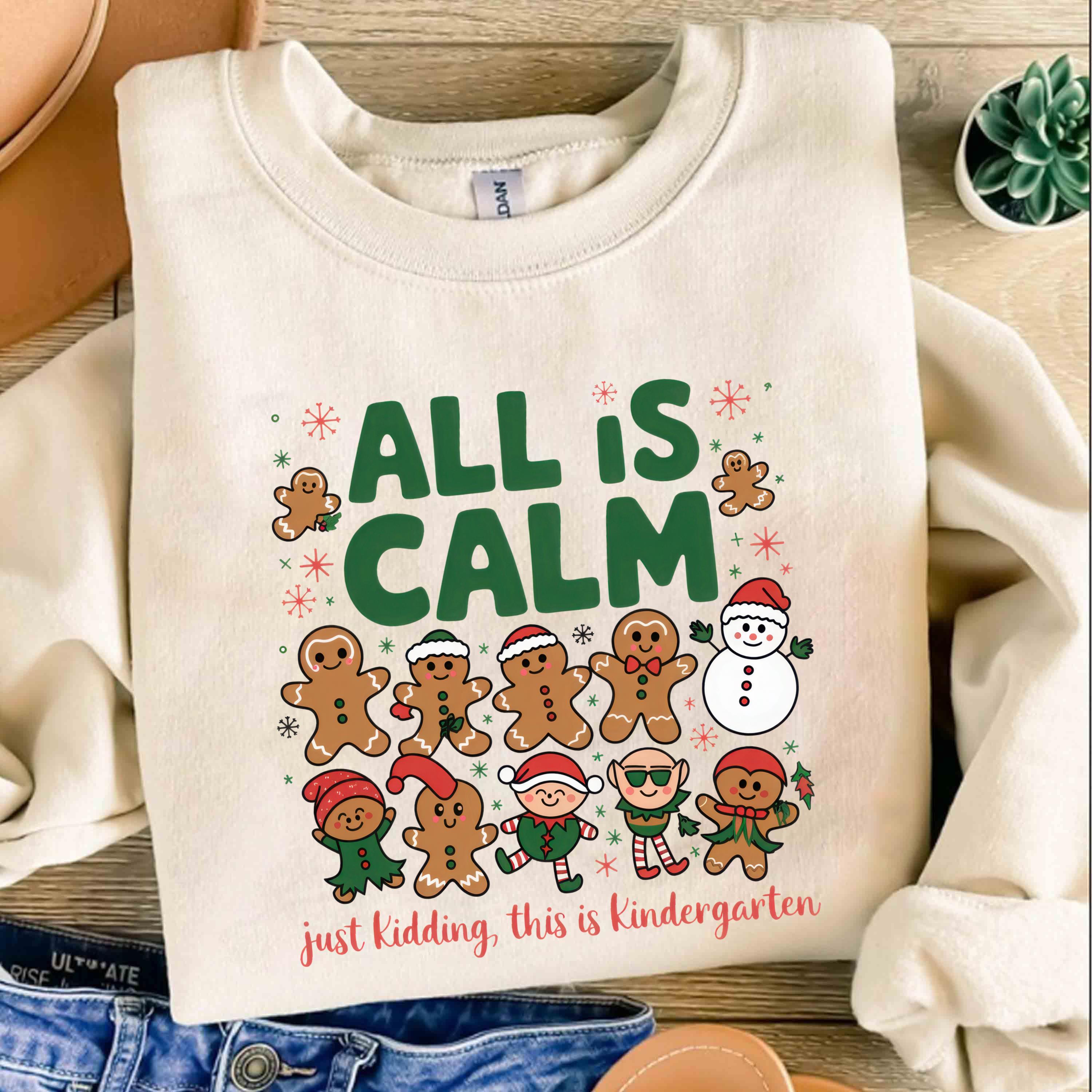 All is Calm Just Kidding This is Kindergarten Teacher Christmas Png ...