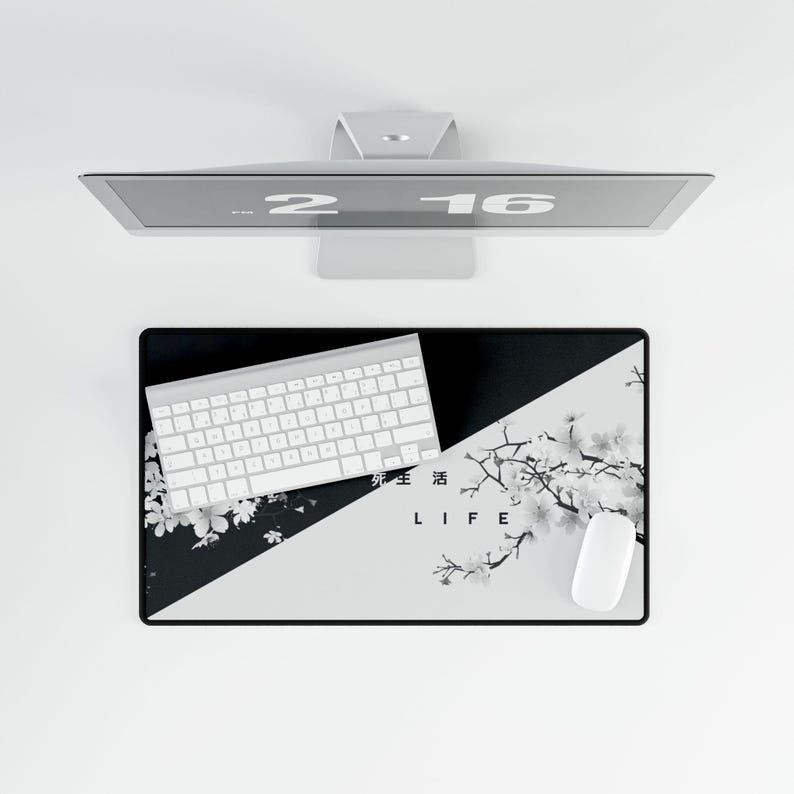 Death & Life Cherry Blossom Desk Mat | Monochrome Gaming Mousepad - Etsy