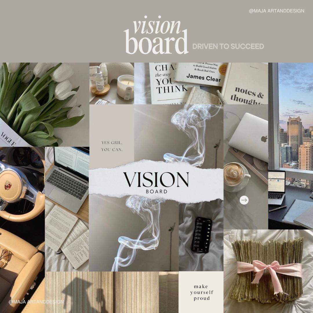 Vision Board - Success & Career, 2025 Manifestation, Affirmations, Mood ...
