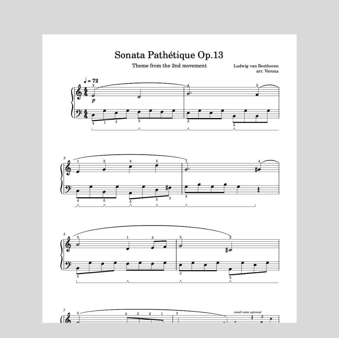 Pathetique Theme 2nd Movement EASY Piano Arrangement - Beethoven ...