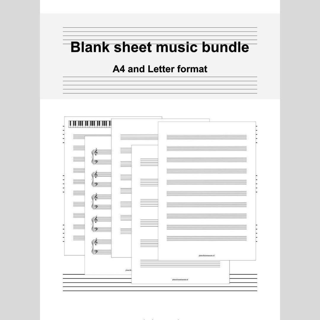 Blank Sheet Music Bundle, Printable, 5 Various Templates in A4 & Letter ...