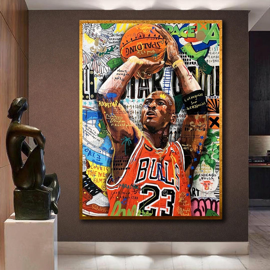 Michael Jordan Graffiti Pop Art Canvas Wall Decor, Banksy Style Pop Art ...