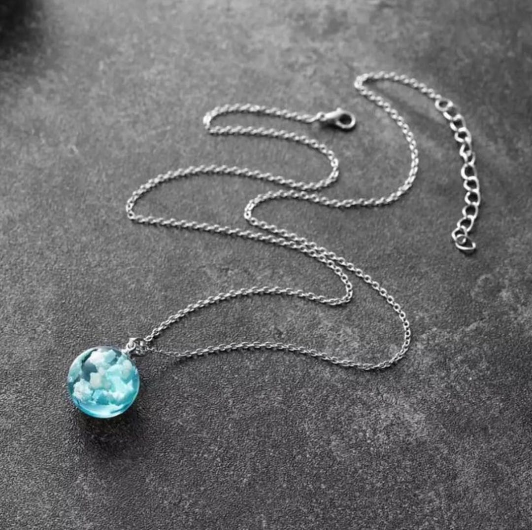 Light Blue Necklace, Sky-inspired Jewelry, Pastel Blue Necklace, Blue ...