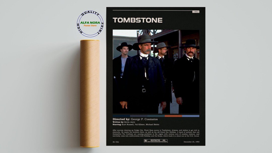 Tombstone Poster / Tombstone Movie / Minimalist Movie Print / Vintage ...