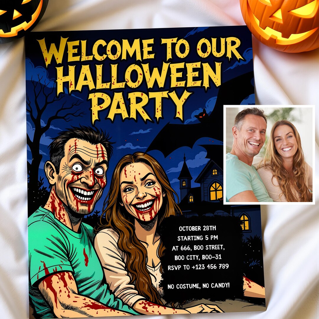 Custom Halloween Party Invitation From Your Photo, Adult Halloween ...