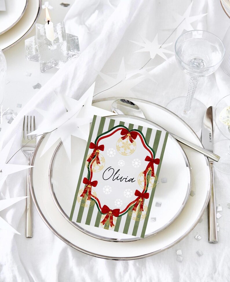 Christmas Dinner Name Card Template | Matching Menu Card | Printable ...
