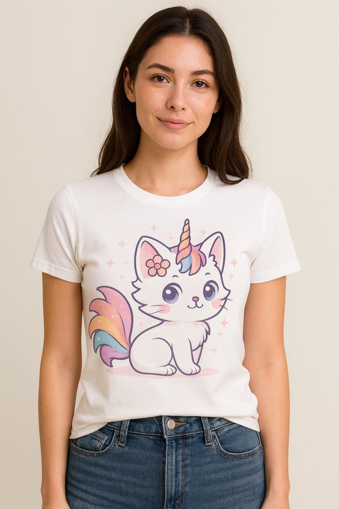 Akawaii Caticorn Clipart PNG – Cute Rainbow Cat Unicorn, Pastel Kawaii ...