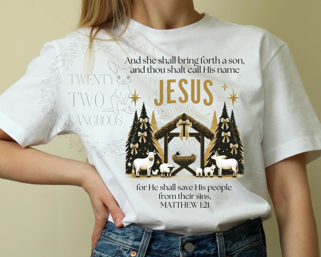 Christian Nativity Scene PNG, Matthew 1:21 Sublimation Design, Jesus ...