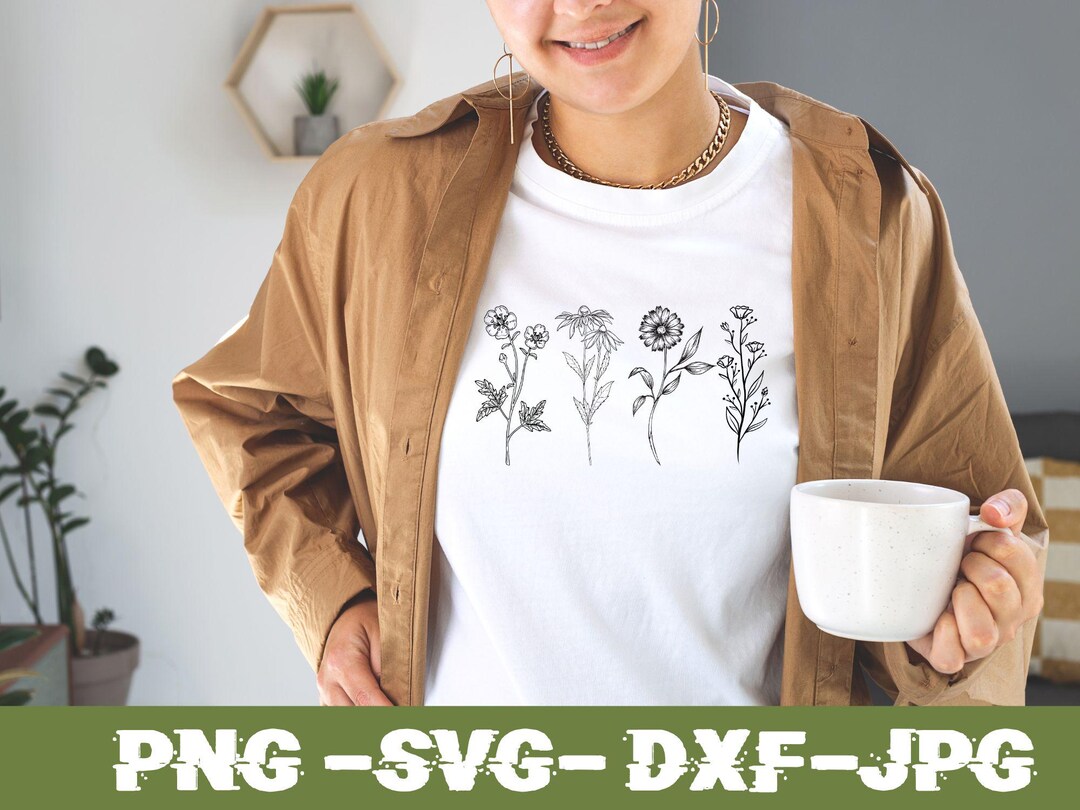 Wildflower Svg Bundle, Wild Flowers Png, Retro Flowers Png, Spring ...