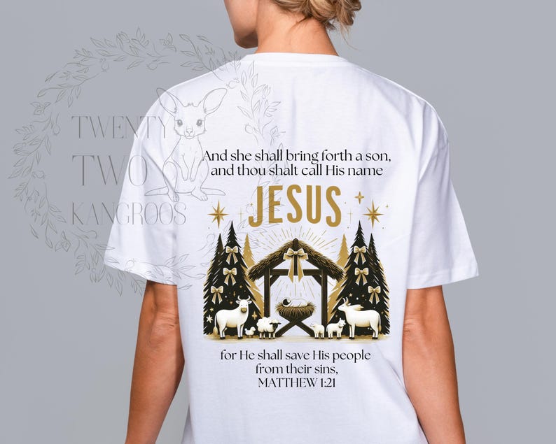 Christian Nativity Scene PNG, Matthew 1:21 Sublimation Design, Jesus ...