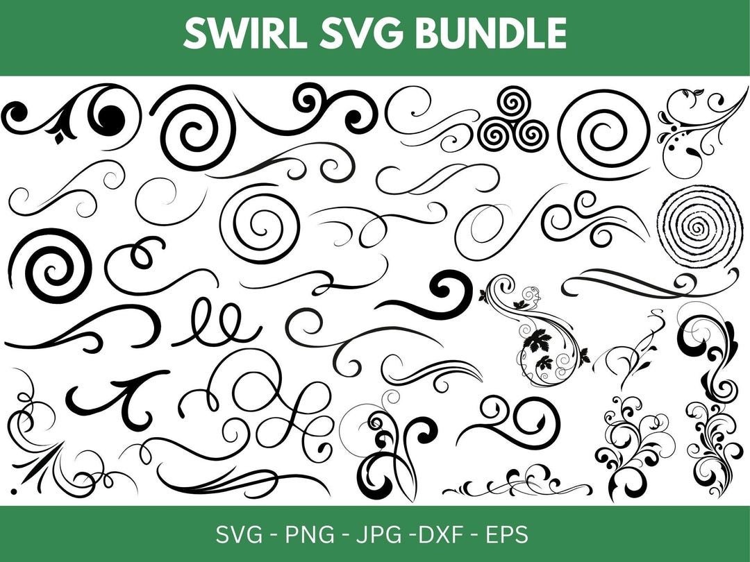 Swirl SVG, Decorative Swirl Clipart, Flourish SVG, Ornamental Swirl PNG ...