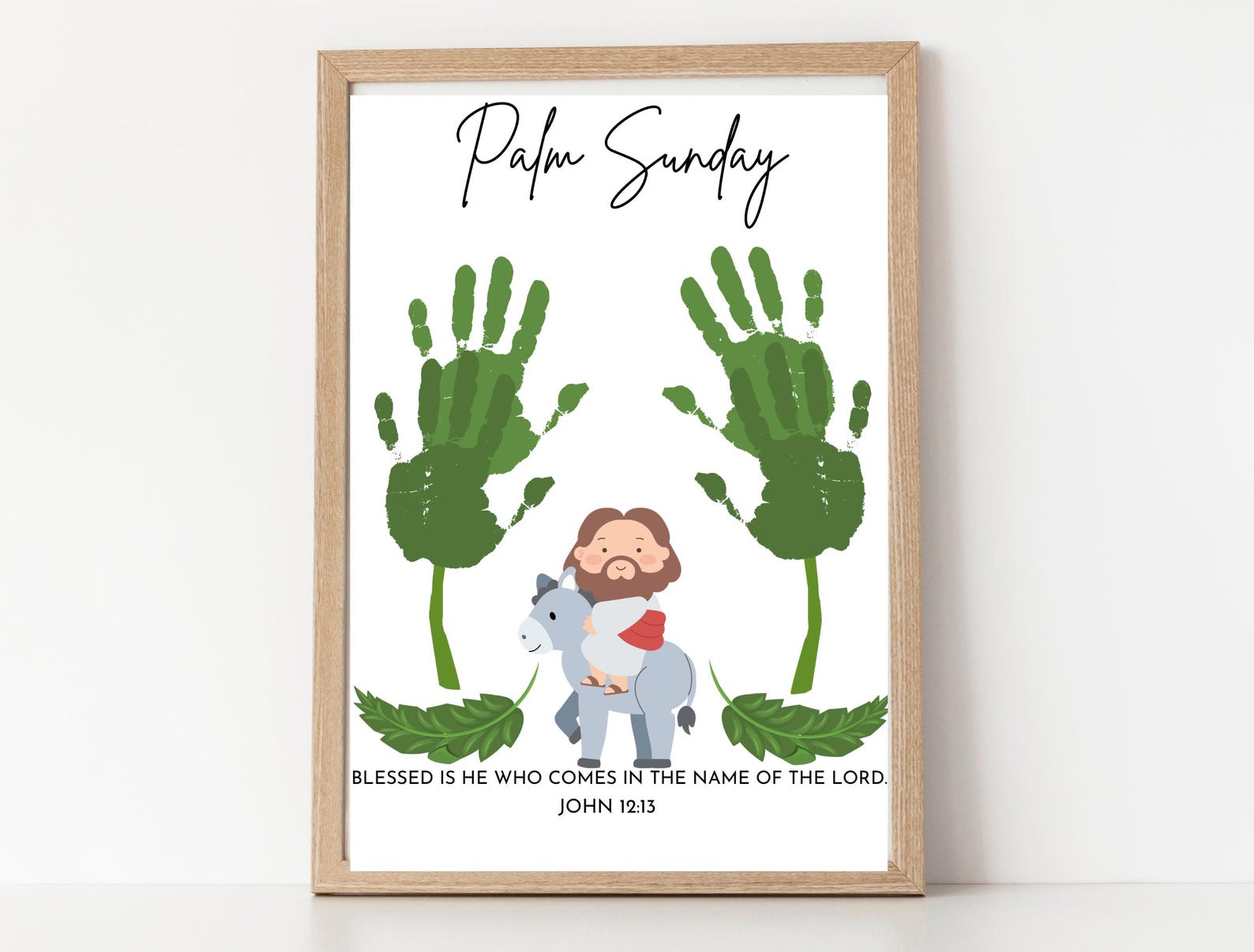 Palm Sunday Handprint Art Craft, Printable Palm Sunday Craft, Easter ...