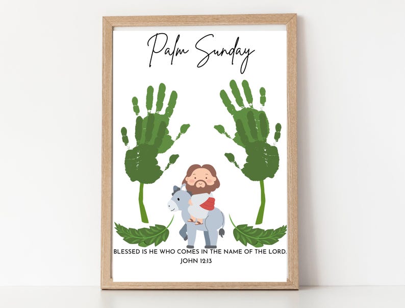 Palm Sunday Handprint Art Craft, Printable Palm Sunday Craft, Easter ...