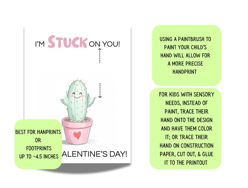 Valentine’s Day Handprint Art Craft, Cactus Handprint Keepsake Craft ...