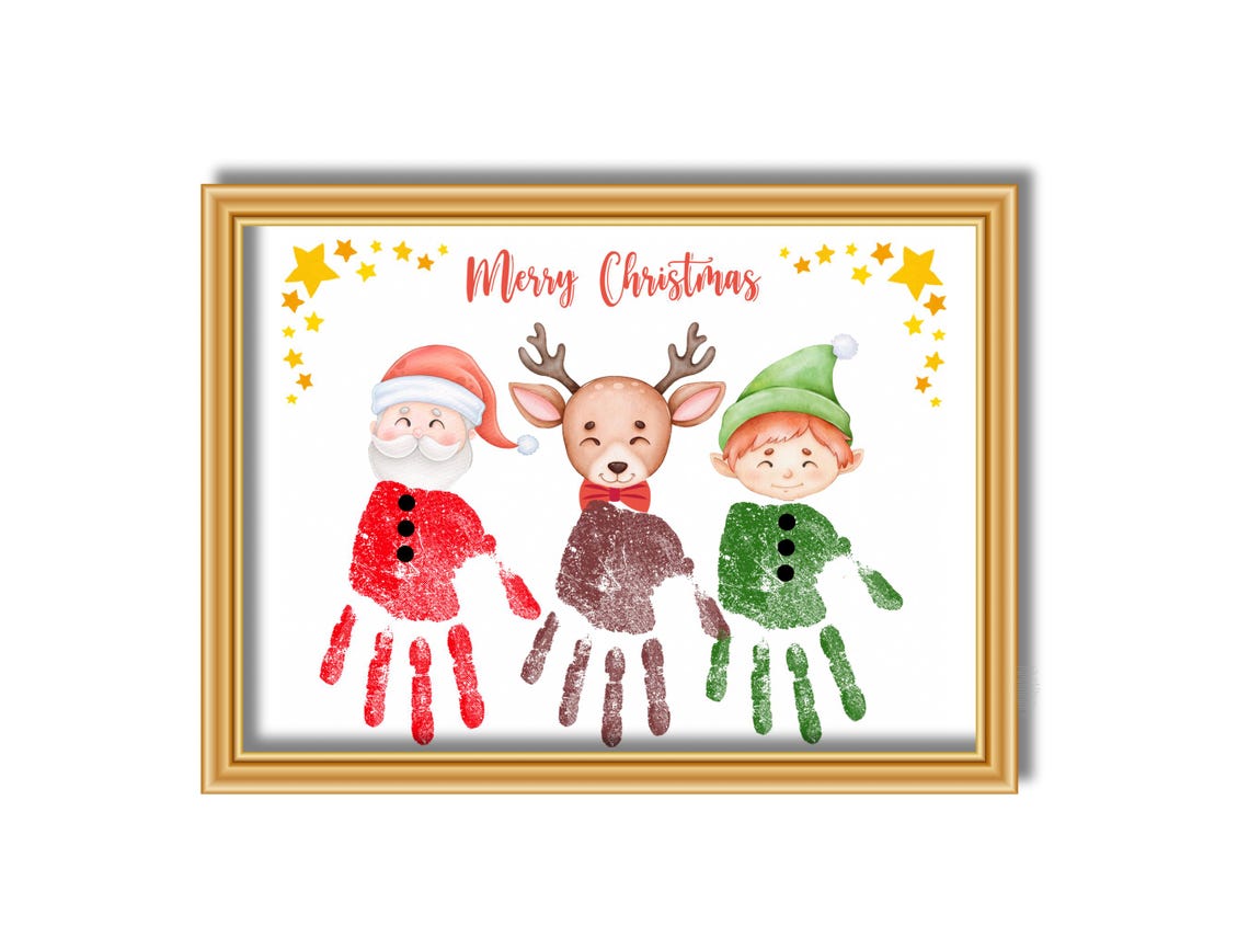 Christmas Handprint Art, Christmas Santa Craft, Christmas Keepsake ...