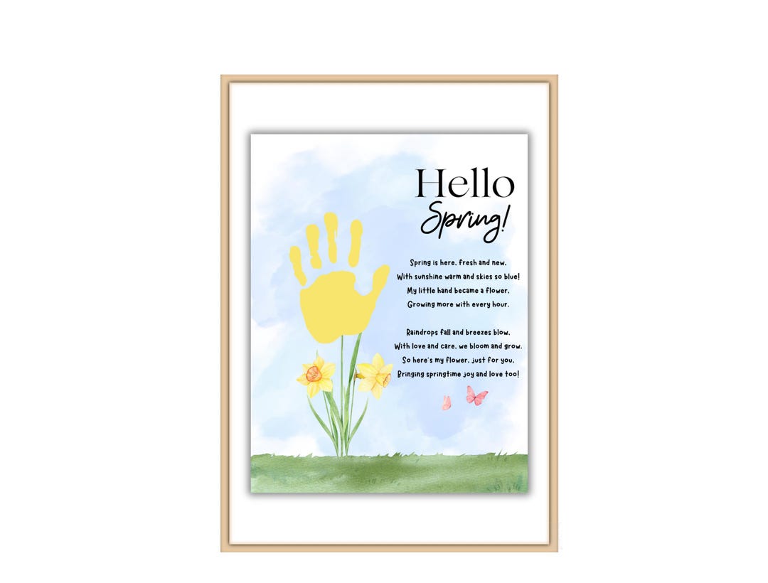 Hello Spring Handprint Art, First Day of Spring Craft, Toddler Spring ...