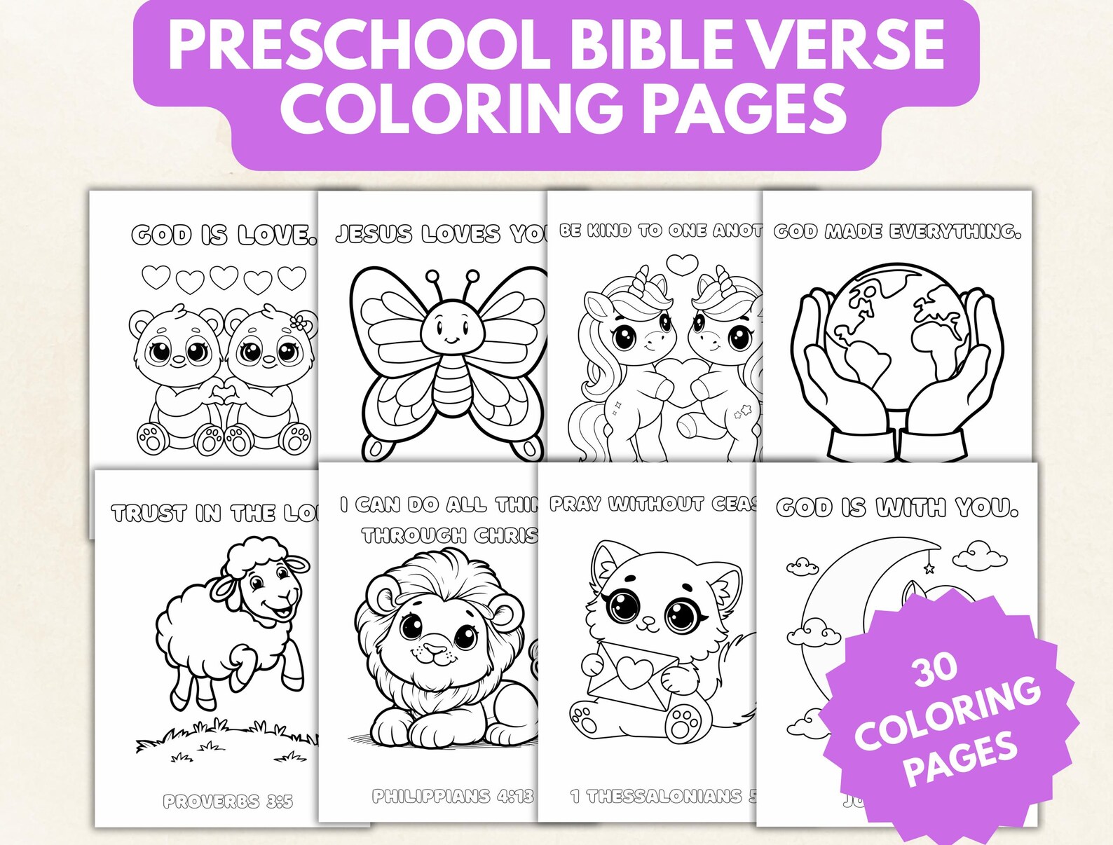 Preschool Bible Verse Coloring Pages: Sunday School Activity (PDF ...