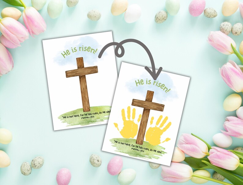 Printable Easter Handprint Art Craft for Kids, Bible Craft for Easter ...