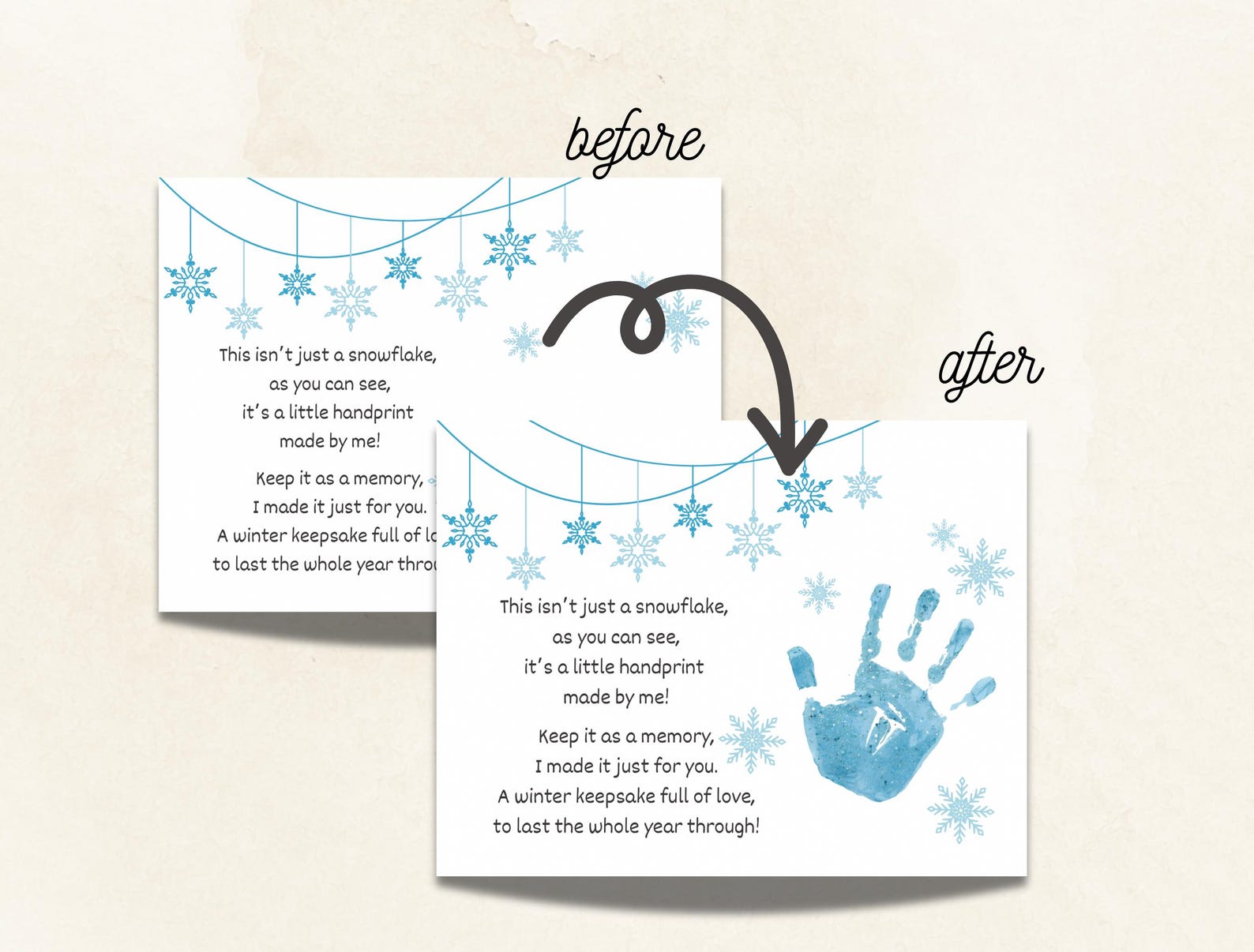 Winter Snowflake Handprint Art, Keepsake Poem (digital Download) - Etsy