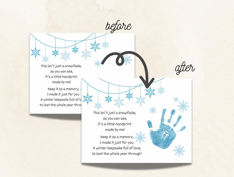 Winter Snowflake Handprint Art, Keepsake Poem (digital Download) - Etsy