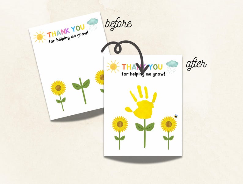 Teacher Appreciation Handprint Art Craft, Thank You Gift for Teachers ...