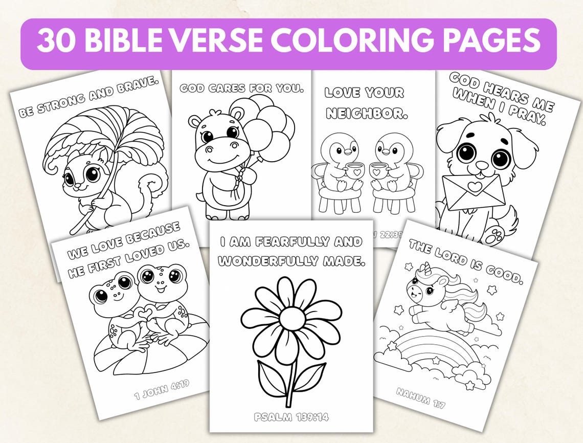 Preschool Bible Verse Coloring Pages: Sunday School Activity (PDF ...