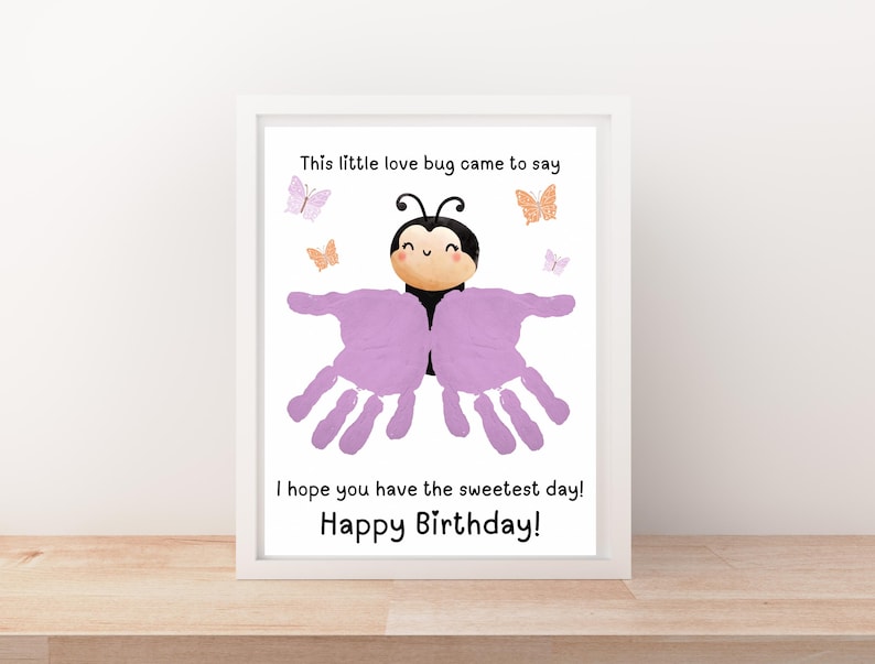 Butterfly Birthday Handprint Art, DIY Lovebug Keepsake (digital ...