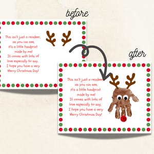 Reindeer Handprint Christmas Poem Craft, Preschool Christmas Art ...