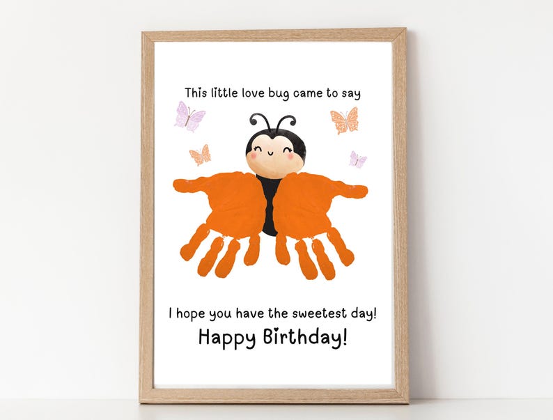 Butterfly Birthday Handprint Art, DIY Lovebug Keepsake (digital ...