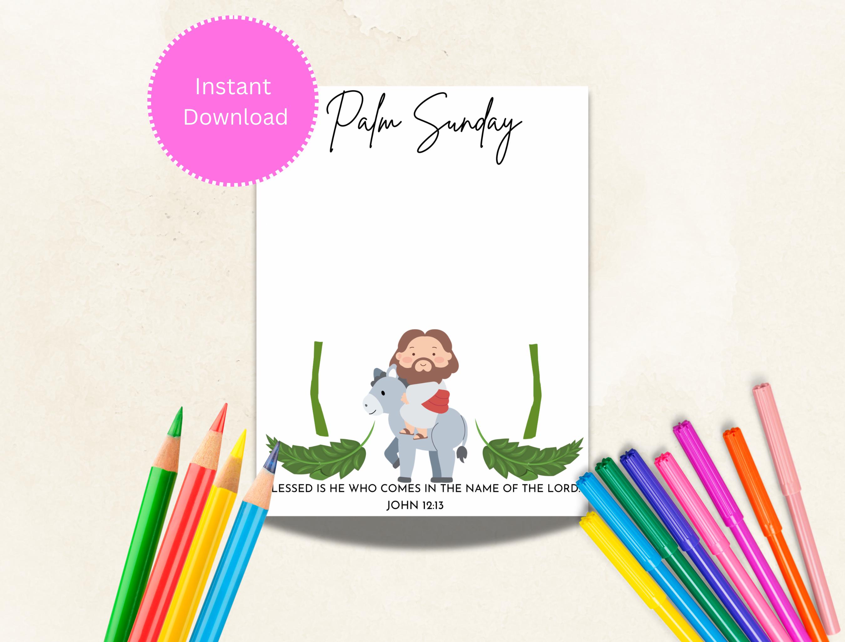 Palm Sunday Handprint Art Craft, Printable Palm Sunday Craft, Easter ...